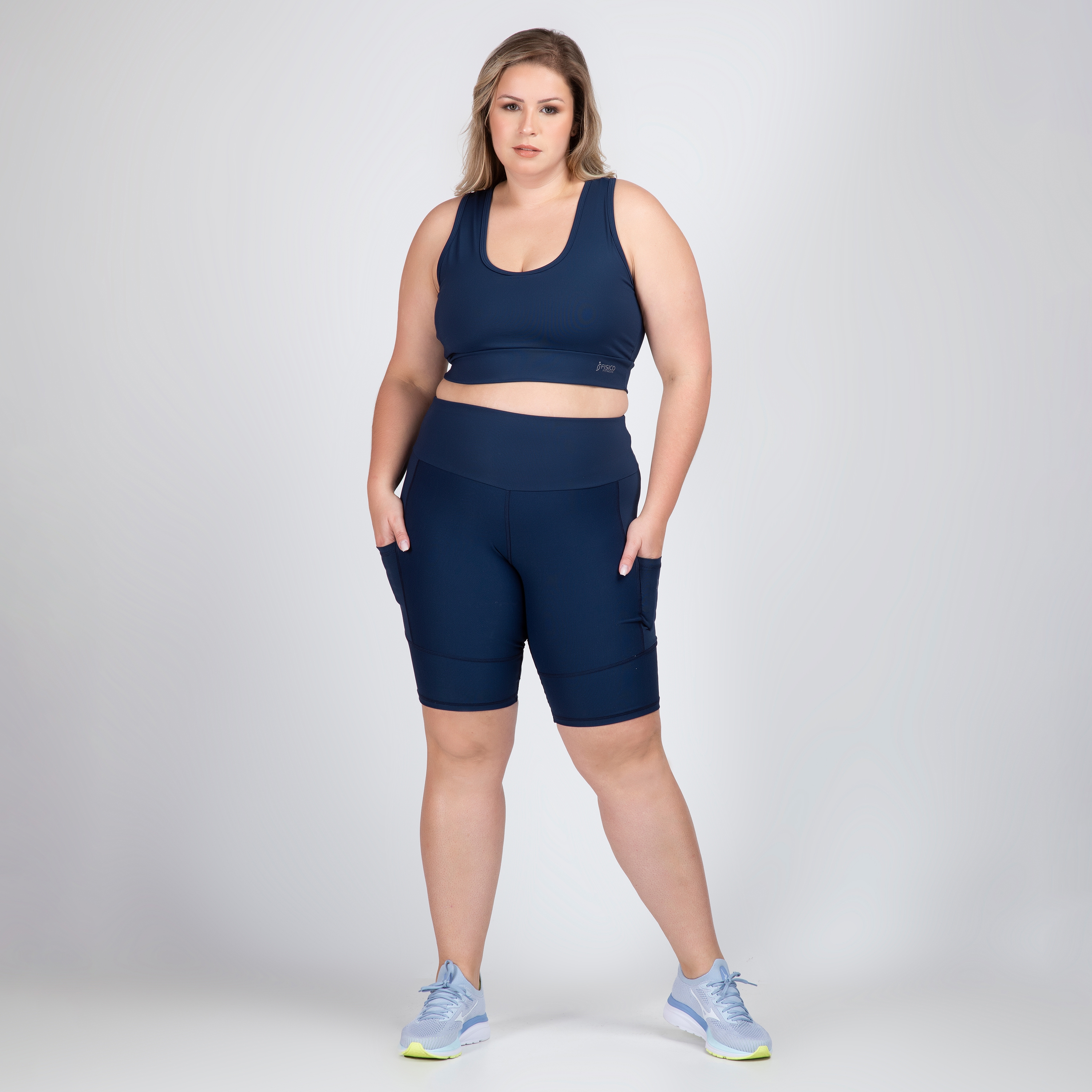 Bermuda Plus Size Ciclista com Bolsos Laterais Jolie - Físico Fitness