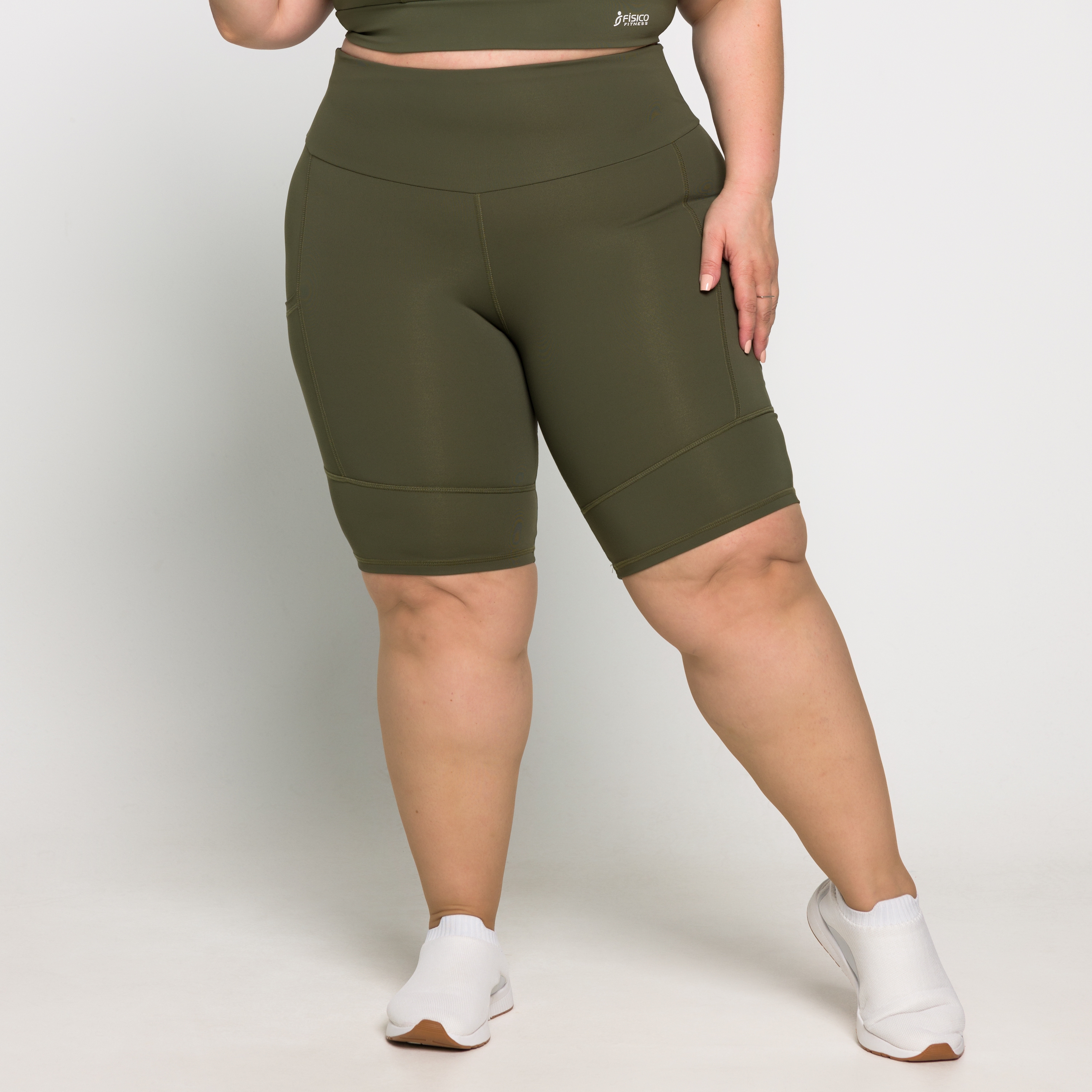 Bermuda Plus Size Fitness Ciclista com Bolsos Laterais - Jolie - Físico ...