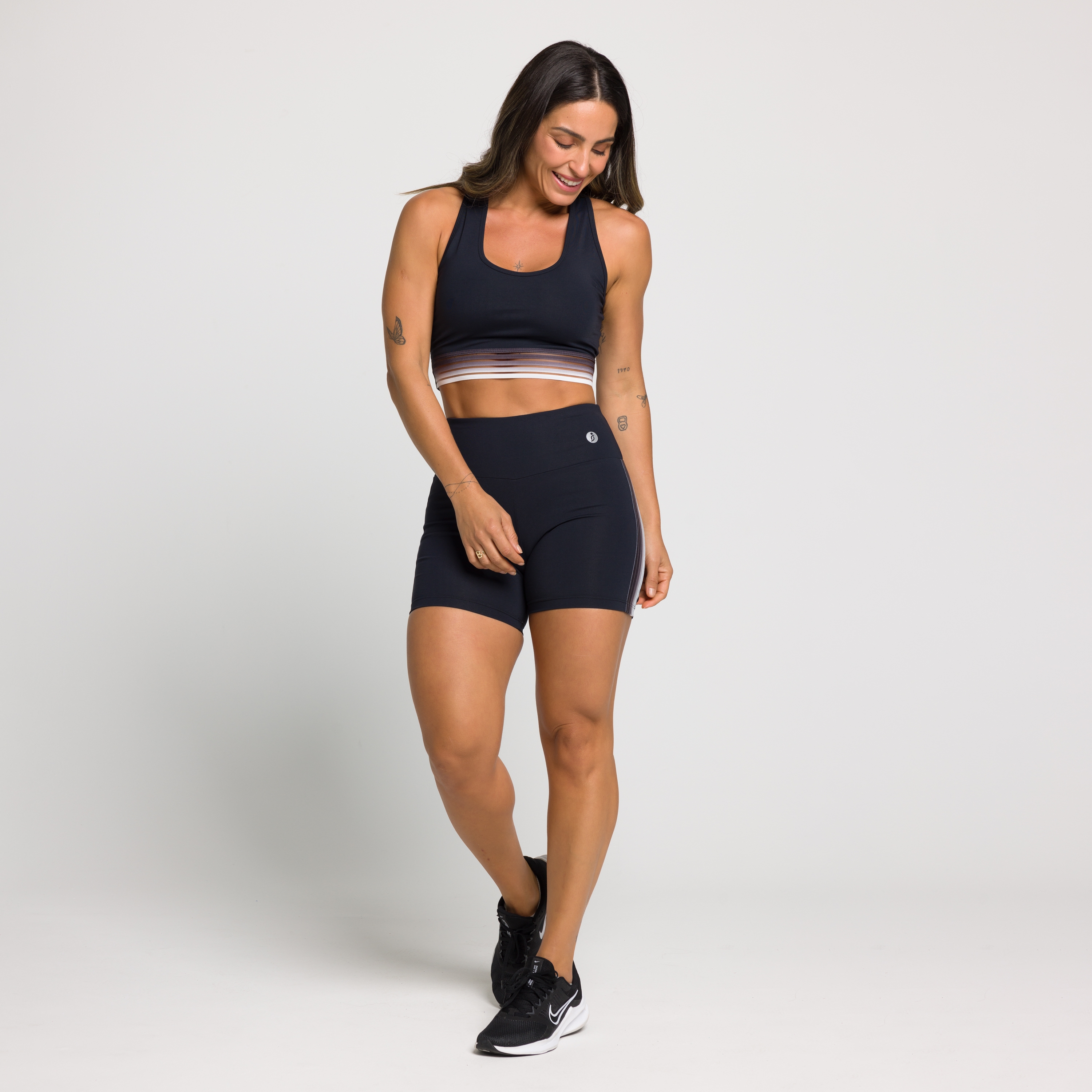 Short Fitness Sarah com Faixa Lateral em Elástico Degradê - Físico Fitness