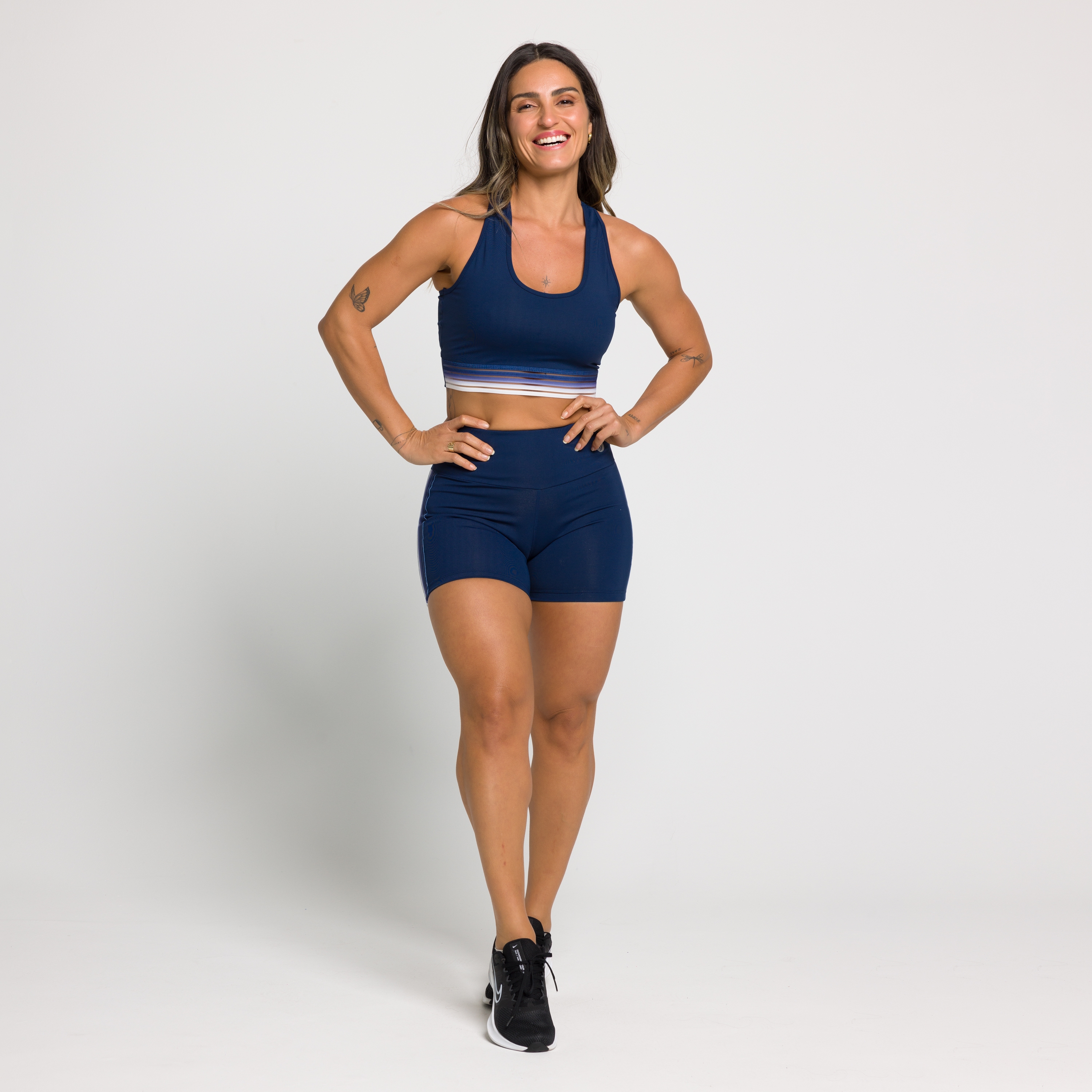Short Fitness Sarah com Faixa Lateral em Elástico Degradê - Físico Fitness