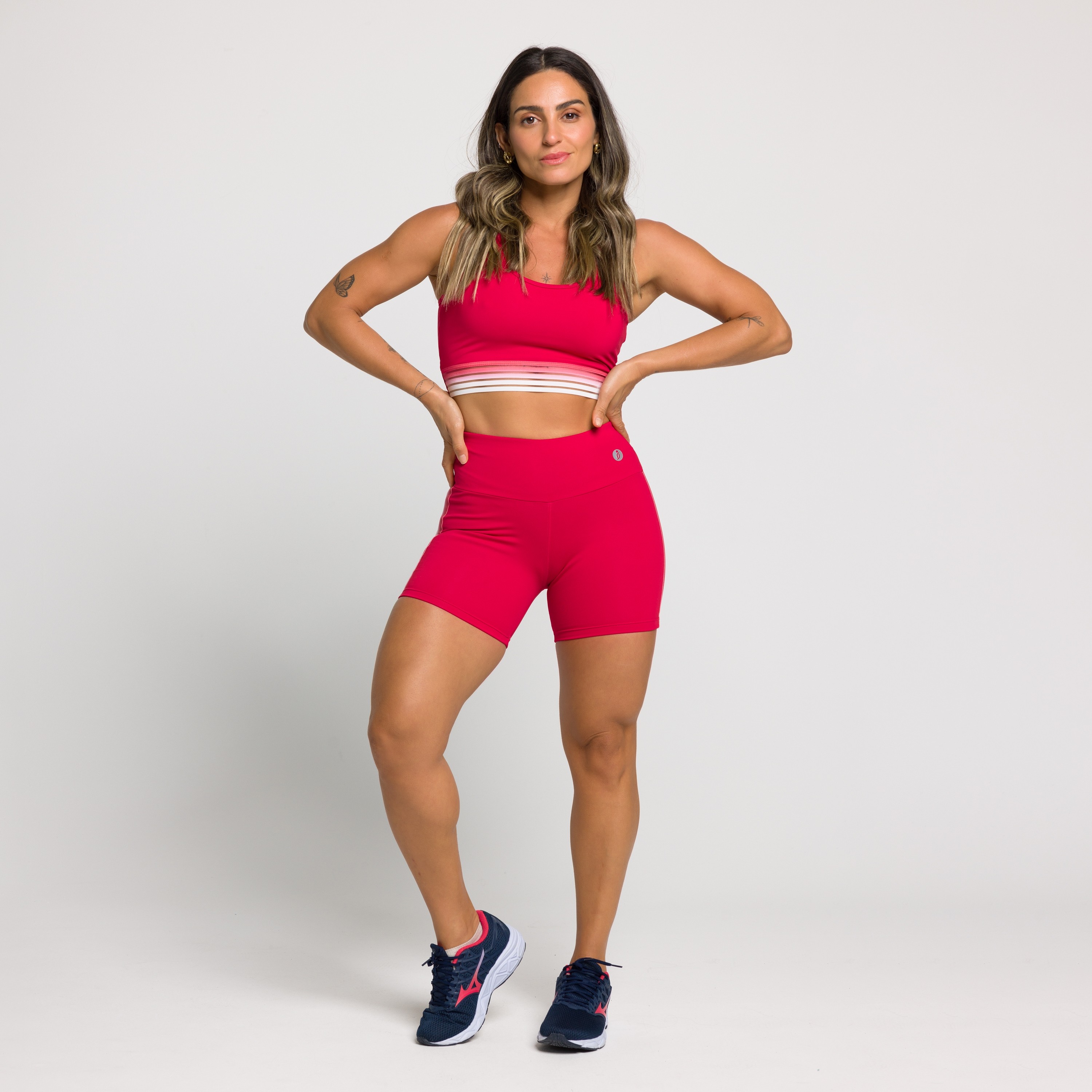 Short Fitness Sarah com Faixa Lateral em Elástico Degradê - Físico Fitness